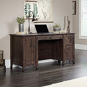 Sauder Carson Forge Computer Desk, Coffee Oak finish