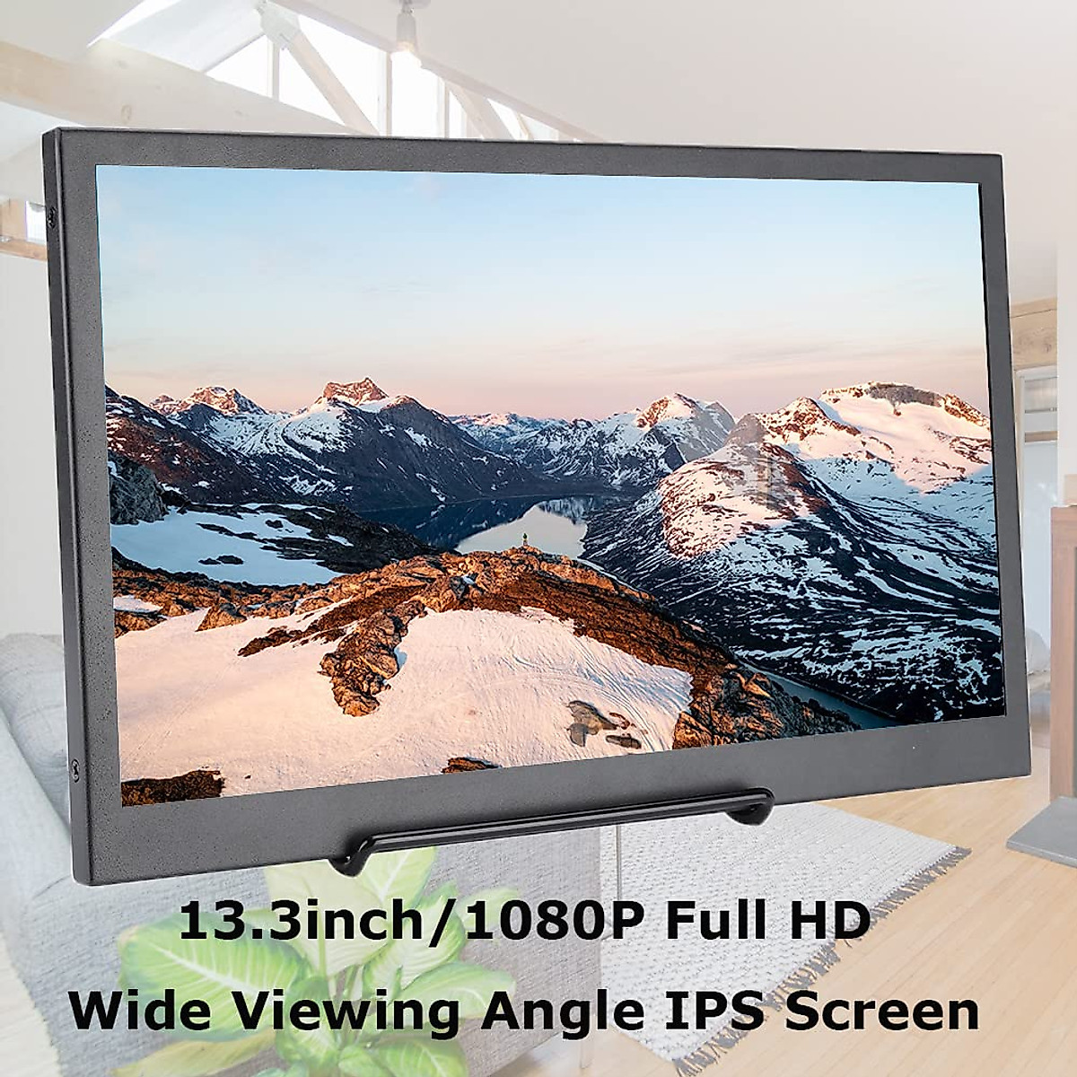 13.3in Monitor, 1920 * 1080 16:9 HDR Game Monitor, Portable Dsplay Screen, Full HD Wide Viewing Angle Screen, Dual Speakers