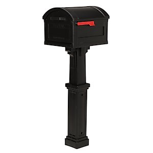 ARCHITECTURAL MAILBOXES Grand Haven Plastic, Mailbox and Post Kit, Black Extra Large