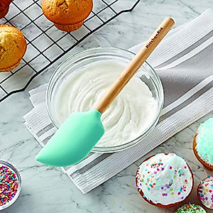 KitchenAid Universal Bamboo Handle Scraper Spatula, 11-Inch, Aqua