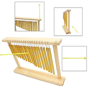 Dilwe 20 Bars Percussion Chimes, Single-Row Musical Percussion Instrument with Wood Stand Stick