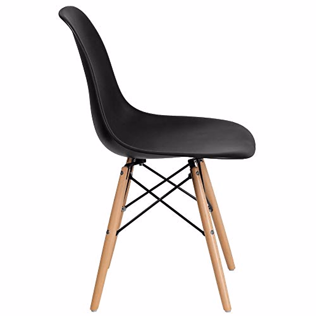 Flash Furniture Elon Series Black Plastic Chair with Wooden Legs