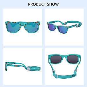 COCOSAND Flexible Baby Sunglasses with Strap Polarized UV Protection for Toddler Infant Newborn Boys Grils Age 0-24 Months