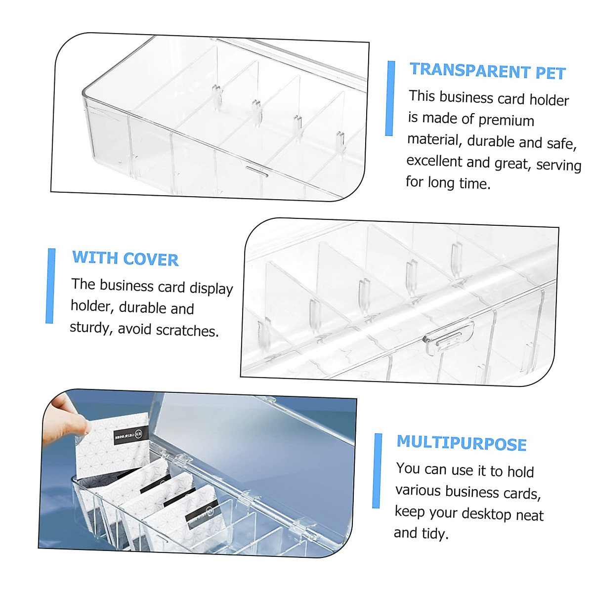 Cabilock 4 Sets Card Storage Box The Office Theoffice Clinic Card Stands for Display Convenient Cards Holder Name Card Stand Card Holder for Business Cards Desktop Small Card Child The Pet