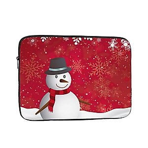 Red Merry Christmas Snowman Decor 13 inch Portable Laptop Sleeve Compatible with MacBook Air Notebook Computer Case for Men Women College School Students