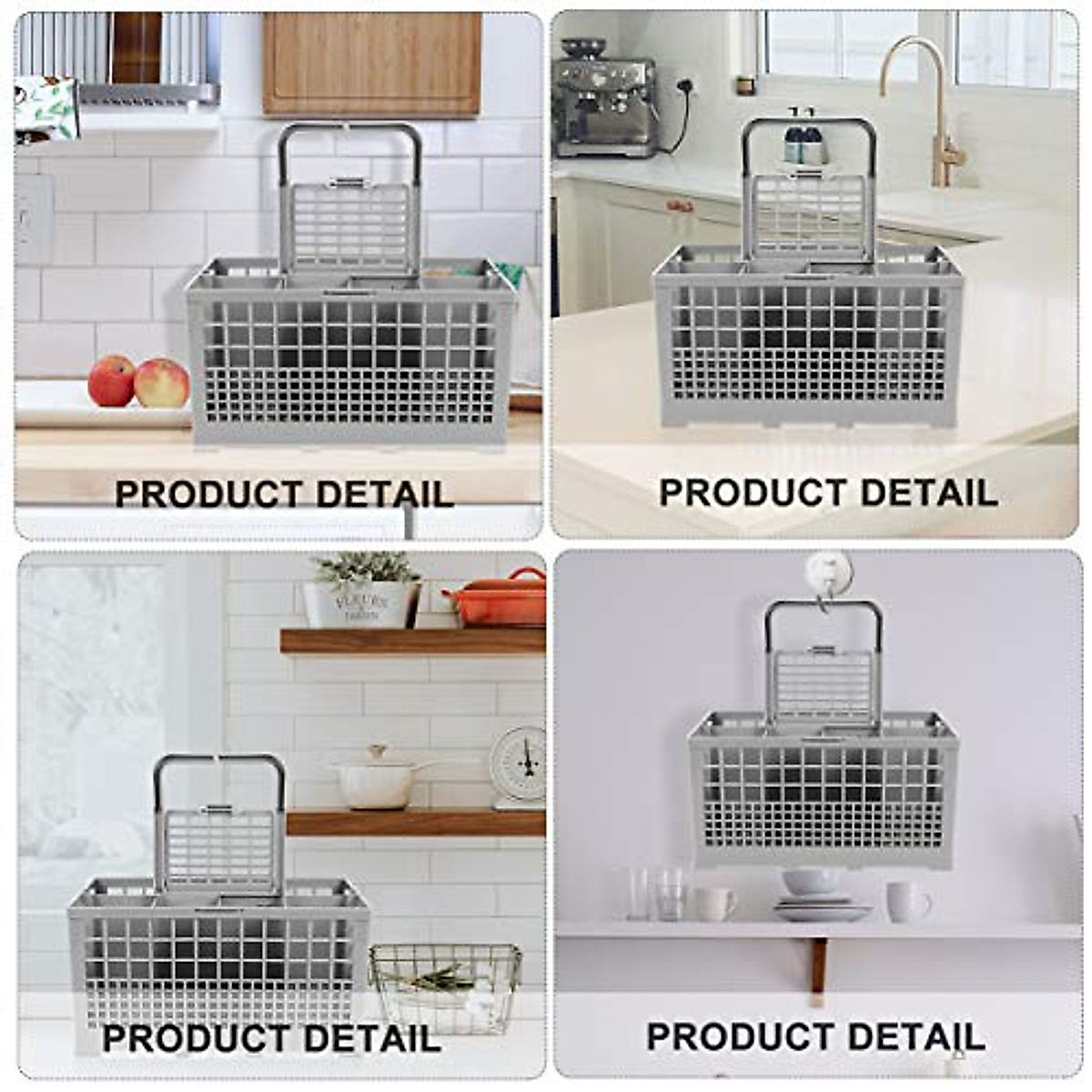 SOLUSTRE Utensil Drain Basket Cutlery Drying Rack Plastic Chopsticks Utensil Sponge Holder Divided Sink Dishwasher Rack Drainer Caddy with Handle for Soap Dishwashing Liquid Drainer
