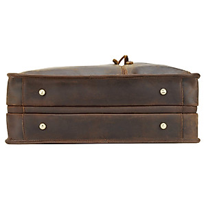 Polare 18.5” Full Grain Leather Laptop Briefcase Messenger Work Bag Overnight Bag For Men X-Large Fits 17.3” Laptop