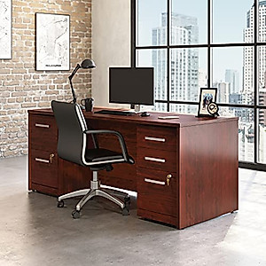 OfficeWorks by Sauder Affirm 72 X 30 Shel 2&3drwr Peds Ste, L: 71.10" x W: 29.53" x H: 29.29", Classic Cherry Finish
