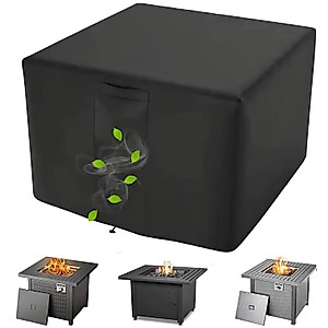 600D Fire Pit Cover Square 32 inch, Fits for 28-32 Inch Gas Fire Table, Oxford Fabric Outdoor Fireplace Cover, Waterproof Rectangle Firepit Cover (32 inch square)