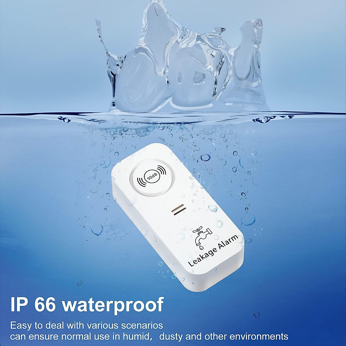 Water Leak Detector 2 Pack, 90dB Audio Water Leak Detectors for Home, Sensitive Leak and Drip Alert for Kitchen Bathroom Basement