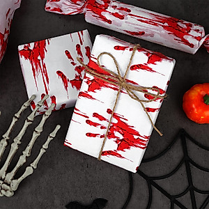 100 Sheets 20 * 14 Inches Horror Bloodstain Pattern Tissue Paper for Gift Bags, Halloween Tissue Paper for Gift Wrapping for Halloween Party DIY Craft