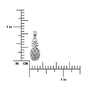 Sterling Silver Small Pineapple Pendant Necklace, 16+2" Extender