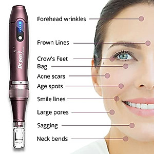 Dr. Pen Ultima A10 - Authentic Multi-Function Wireless Derma Beauty Pen - Trusty Skin Care Tool Kit for Fast Results - 0.25mm 12pins х2 + 36pins х2 + Round Nano x2