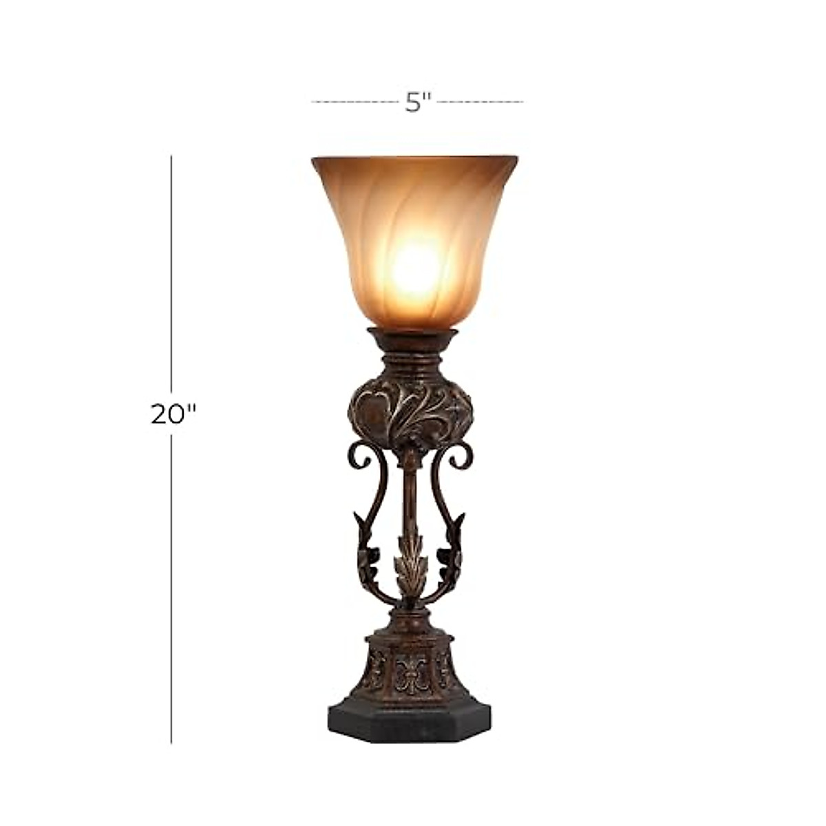 Deco 79 Metal Room Uplight Antique Style Decorative Lamp with Scrolls, Table Lamp 7" x 7" x 20", Brown