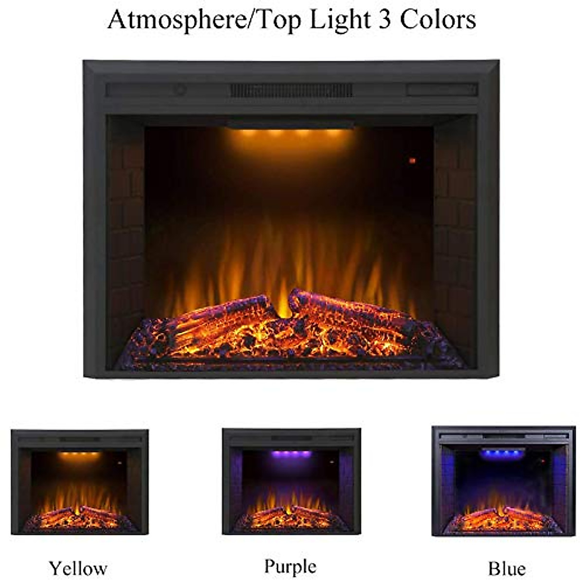 Valuxhome Electric Fireplace, 36 Inches Fireplace Insert with Overheating Protection, Fire Crackling Sound, Remote Control, 750/1500W, Black