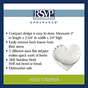 RSVP International Endurance Kitchen Collection Herb Stripper, 3" x 0.25" x 2.75", Stainless Steel