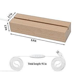 EATAKWARD 4 Pcs 5.9" Wood Rectangle Light Display Pedestal, Wooden LED Display Base Dimmable Colorful Lights Lamp Stand with USB Cable for Acrylic, Crystal, Night Light, Glass Resin Art