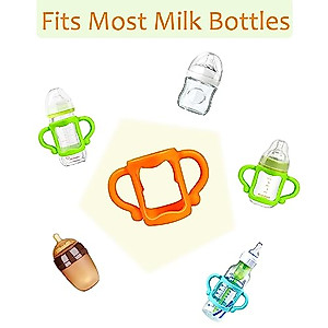 RTMOK (3-Pack) Bottle Handles for Dr Brown Narrow Baby, Bottles Bottle Holder for Baby, Baby Plane Travel Essentials-BPA-Free Silicone Material, Bottle Handles are Dishwasher Safe (3)