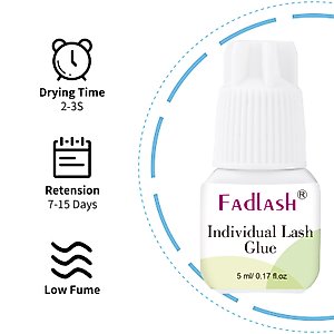 Individual Lash Glue FADLASH Cluster Lash Glue 2-3S Dry Time 7-15 Days Retention DIY Lash Extension Glue Self Application Sensitive Lash Cluster Glue Black 5ml (DIY/Cluster Lashes Use Only)
