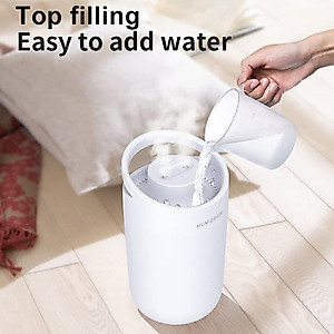 Air Humidifier, Top Filling Cool Mist Humidifier 3L Big Capacity Water Tank for Baby Bedroom Office Home 10 Hour Auto Shut-Off (3L-White)