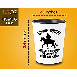 Flairy Land Equestrian Shot Glass 1.5oz - Equinetrovert - Horse Gifts for Women Cowgirl Horse Riding Horseback Rider Equestrian Horsewoman Horseman