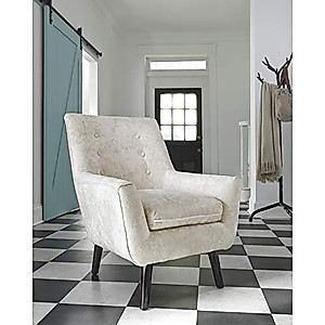 Signature Design by Ashley Zossen Contemporary Velvet Tufted Accent Chair, Cream