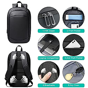 Slim Laptop Backpack for Men 15.6 inch,Waterproof Anti Theft Business Travel Backpack for Men and Women,Lightweght Expandable Durable College Backpack Weekend Casual Daypack Computer Work Laptop Bag