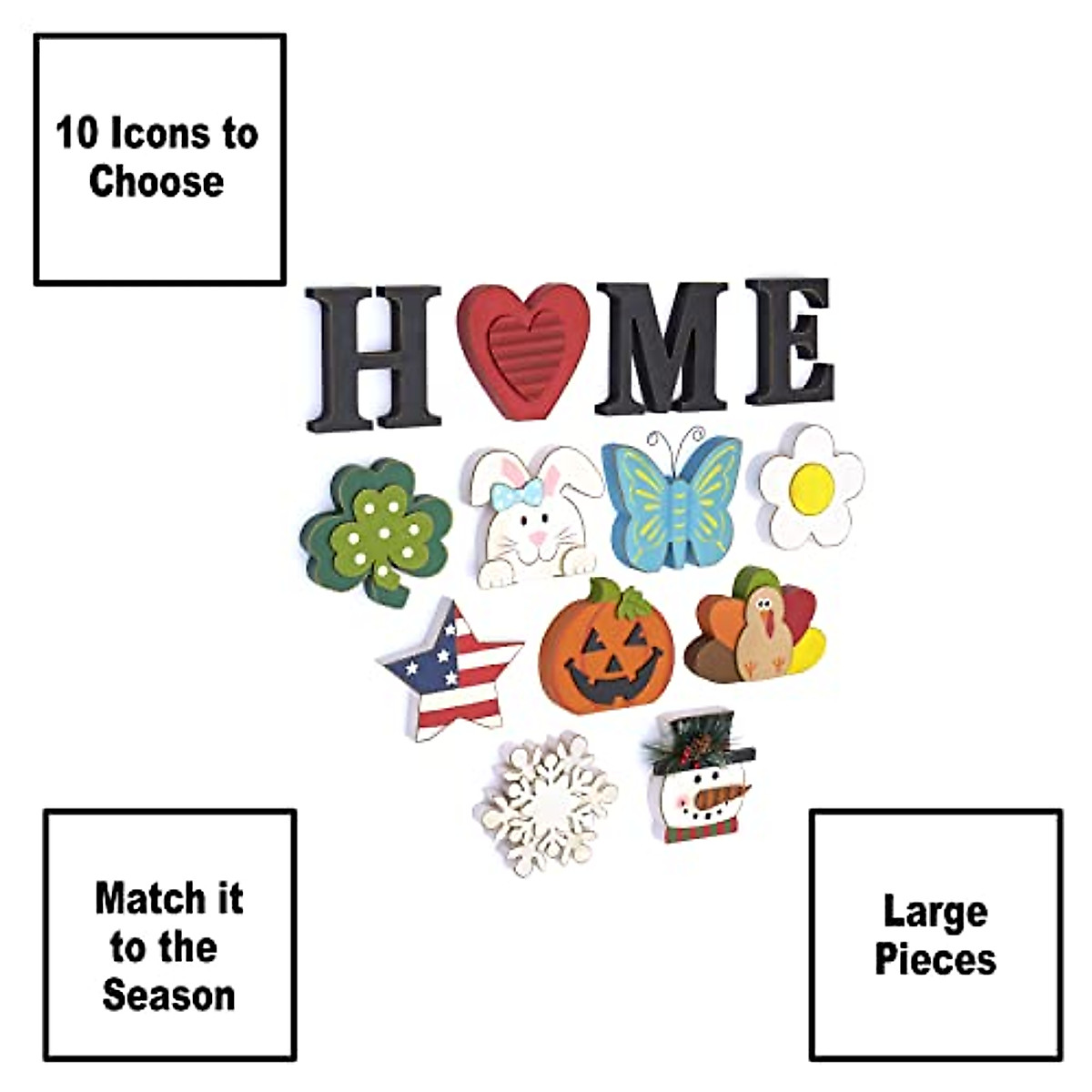 The Lakeside Collection Decorative Tabletop Home Letter Sign with Seasonal Icons - 13 Pieces