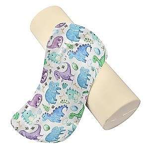 Vnurnrn Little Dinosaurs Neck Support Pillow Round Neck Roll Bolster Cylinder Pillow Cervical Pillows Travel Pillow for Leg Knee Back Head Support for Gifts Camp Study Work