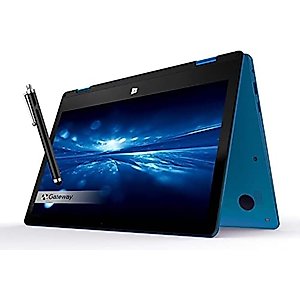 Gateway Newest Touchscreen 11.6 HD 2-in-1 Convertible Laptop in Blue Intel N4020 4GB RAM 64GB SSD Mini-HDMI Webcam Hugo Tech Mart Pen Windows 11 S (Renewed)