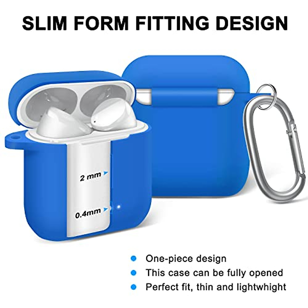 MOLOVA Protective Silicone Case Compatible with Tozo t6, Front LED Visible, Premium Accessory Shockproof tozo t6 Case Cover with Keychain. (Blue)