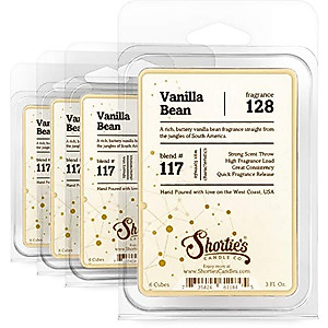 Shortie's Candle Company Vanilla Bean Wax Melts Bulk Pack - Formula 117-4 Highly Scented Bars - Made with Natural Oils - Bakery & Food Air Freshener Cubes Collection