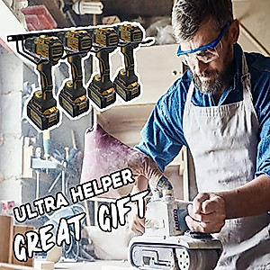 Vikerniel Drill Holder, Power Tool Organizer, 80lb Heavy Duty Bearing Capacity Garage Storage, Wall Mount 4 Cordless Metal Shelf Holder, Utility Storage Rack for Dewalt Cordless Tools for father day gifts