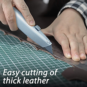 Box Cutter Blades 10 Pack Utility Knife Blades SK5 Steel Heavy Duty Razor Blades Replacement for with Storage Box for Roofing Cardboard Carpet Various Materials