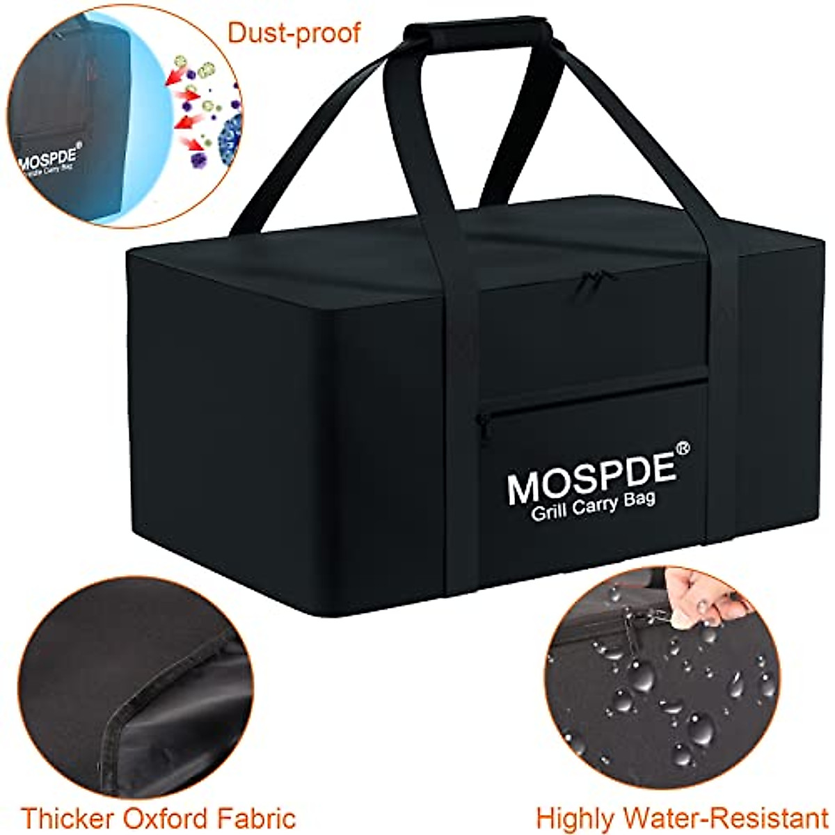 MOSPDE Grill Carry Bag Fits for Weber Q1200 Q1000 Propane Gas Grill, Portable Grill Carrying Bag for Q1400 Electric Grill, 600D Heavy Duty Water-Resistant Griddle Carry Bag for Camping and Barbecue