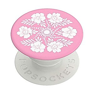 PopSockets PopGrip - Expanding Stand and Grip with a Swappable Top for Smartphones and Tablets - Not Your Grandmas Doily Pink