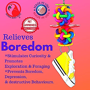 Bonka Bird Toys 1977 Sneaker Snowflake Bird Toy Durable Chew Treat Foraging Ball Parrot, Parrotlet, Quaker, Cockatiel, African Grey, and Similar pet Birds.