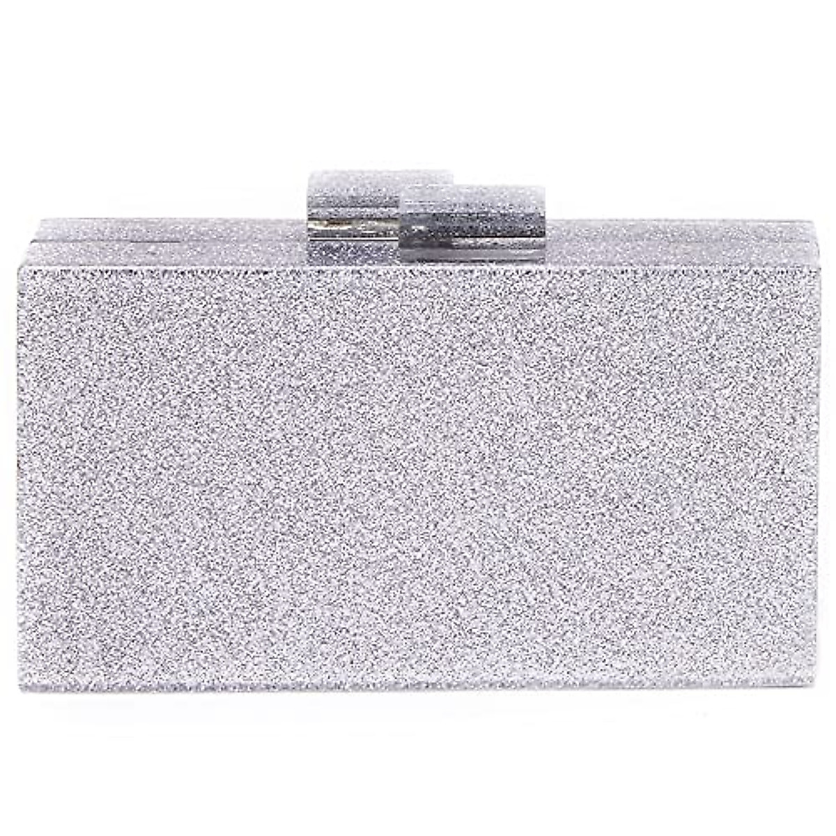 Like Dreams Women Fashion Silver Glitter Acrylic Box Clutch for Prom Evening Chain Evening Purse (Silver)