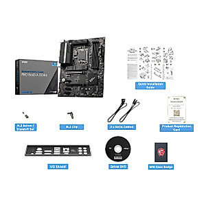 MSI PRO B660-A DDR4 Motherboard (ATX, 12th Gen Intel Core, LGA 1700 Socket, DDR4, PCIe 4, 2.5G LAN, M.2 Slots, USB 3.2)