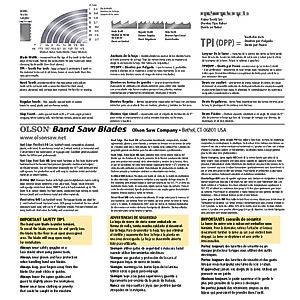 Olson Saw FB23793DB 1/2 by 0.025 by 93-1/2-Inch HEFB Band 14 TPI Regular Saw Blade, Silver