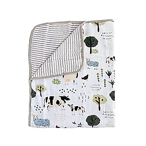 Red Rovr 100% Certified Organic Cotton Muslin Baby Blanket | Multi-Layer Muslin Quilt | Newborn & Toddler | Soft, Lightweight | Nursery, Stroller | Machine Wash | 30" x 40" | Family Farm