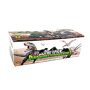 DINOBROS Pull Back Dinosaur Car Toys 4 Pack Dino Toys for 3 Year Old Boys and Toddlers T-Rex Dinosaur Games Monster Trucks