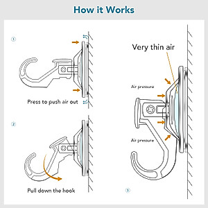 Shang Chiang Suction Hooks 2 Packs, Clear Powerful Push and Lock Vacuum Suction Cup, Multi-Purpose Suction Shower Hooks for Front Door Window Glass Kitchen Towel Loofah Utensils