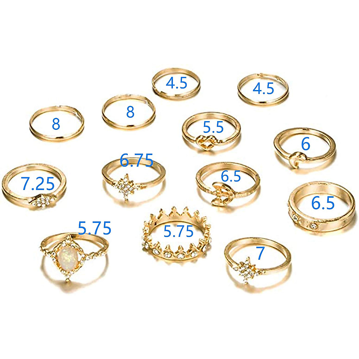BERYUAN Women Rings Set Knuckle Rings Gold Stacking Rings for Teen Girls Rings Size 4 5 6 7 8（13pcs）