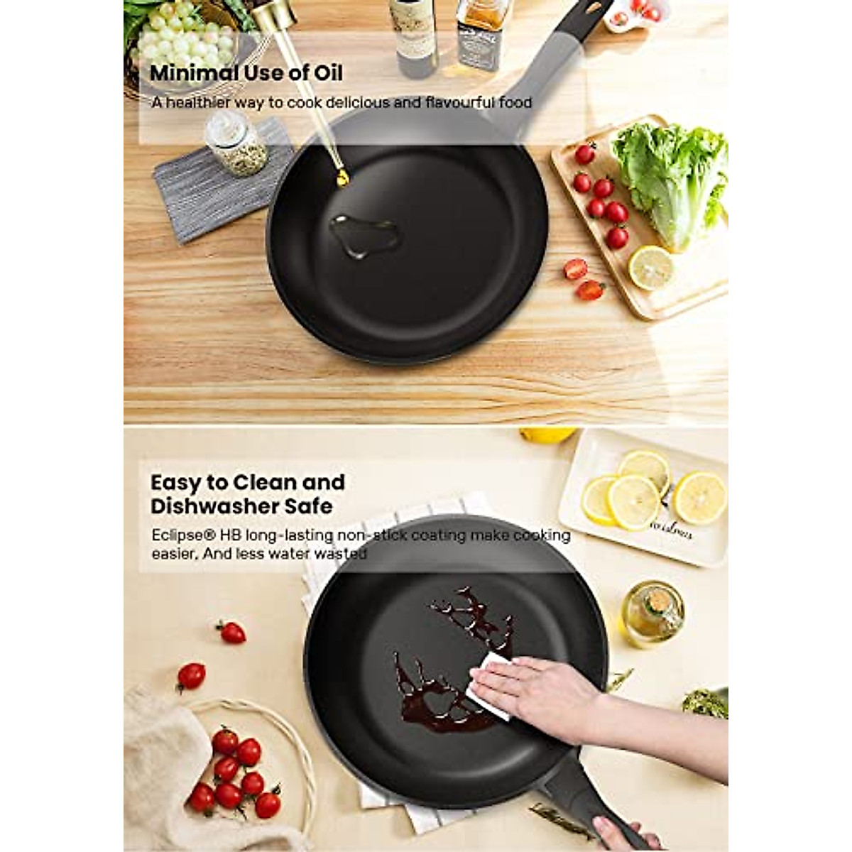 ferlord Nonstick Frying Pan Skillet for Cooking Egg Kitchen Cookware with Durable Non Toxic Non-stick Coatings and Stay-Cool Handle, 12 Inch PFOA Free Large Chef's Omelette Camping Pan