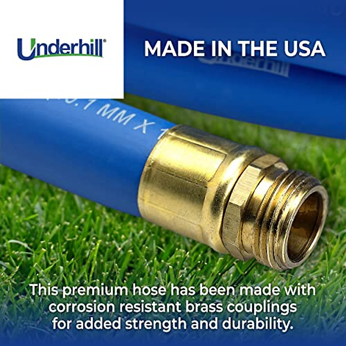 Underhill ShortyPro UltraMax Commercial Garden Water Hose 20 ft, Lightweight, Heavy-Duty, Flexible, Kink Free, Industrial, All Weather, 1200 psi, H75-S20, 3/4" x 20', Blue