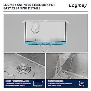 Bar Prep Drop In Kitchen Sink - Logmey 15x20 Gunmetal Black Topmount 18 Gauge Stainless Steel Kitchen Sink