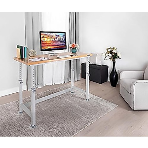 Seville Classics UltraHD Heavy Duty Workbench Table w/Solid Wood Top, 1000 lbs. Weight Capacity Workstation for Garage, Warehouse, Workshop, Granite, 60" W x 24" D x 28.5" to 42" H Desktop