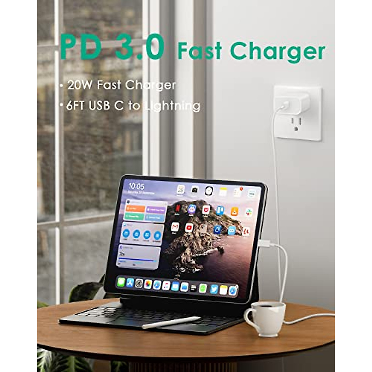 iPhone Charger Fast Charging, [Apple MFi Certified] Fast Charger 20W PD USB C Wall Charger with 6FT Type C to Lightning Cable Compatible with iPhone 14 13 12 11 Pro Max/Pro/XS Max/XS/XR/X, iPad