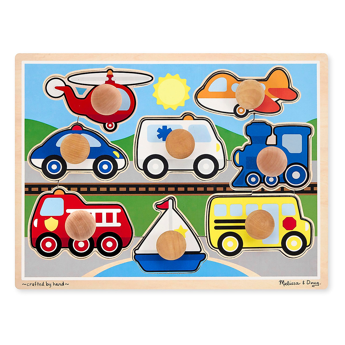 Melissa & Doug Vehicles Jumbo Knob Wooden Puzzle (8 pcs)